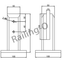 China Floor Mounted Square Glass Spigot H182 with Flat Cover Ring 2205 Duplex NATA Tested for Pool Balustrade QAF-S004.182 for sale