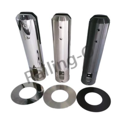 China Round Core Drilled Pool Spigot H280 for 12mm Glass 2205 Duplex Stainless Steel Matt Black QAB-R003 for sale