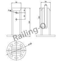 China Square Stainless Steel Spigot Surface Mounted Seamless  Balustrade Spigot for sale