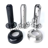 China Surface Mount Round Glass Panel Spigots Domed Cover Ring Black Pool Fence for sale