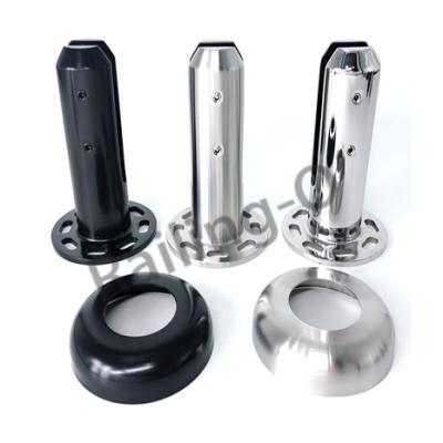 China Surface Mount Round Glass Panel Spigots Domed Cover Ring Black Pool Fence for sale