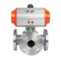 China Q645F-16P Pneumatic flange three-way ball valve for sale