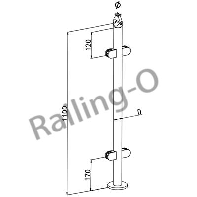 China Middle Railing Post System D120MM H100MM Post Glass Railing AISI304 for sale