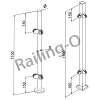 China 90° Corner Post with Cap L150 for Handrail Systems AISI304/316 Satin/Mirror Finish for sale