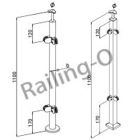China 90° Corner Post with Saddle for Handrail Systems AISI304/316 Satin/Mirror Finish for sale