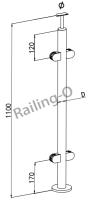 China Handrail Railing Post System 1100MM Floor Mounting  Cable Railing Support Post for sale
