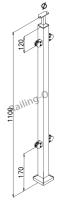 China Handrail Railing Post System 1100MM Floor Mounting  Cable Railing Support Post for sale