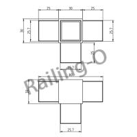 China Cross 4 Way 90° Handrail Connector 30×30 Satin Mirror QLS040.3030 for sale