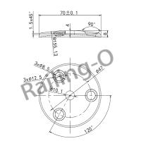 China Triple Mount Wall Glass Bracket 70mm 45 Degree Chamfer For Balustrade Systems for sale