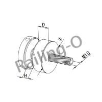 China 50mm OD Glass Holder Φ50 D8 for 8-20mm Panels AISI304/316 Satin/Mirror Finish M10 QM002.5012 for sale
