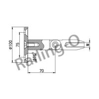 China Dia100mm Glass Canopy Fixings L75MM  Surface Mounted Glass Overhang for sale
