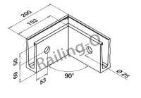 China Wall Corner Bracket 200×200 Inner Outer AISI304 316 Satin Mirror Finish AC002 for sale