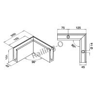China Ground Corner Bracket 200×200 Inner Outer H75 Leg125 AISI304 316 Satin/Mirror AC001 for sale