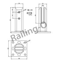 China Floor Mounted Square Glass Spigot H160 with Flat Cover Ring 2205 Duplex NATA Tested for Pool Balustrade QAB-TS018 for sale