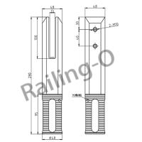 China Square Core Drilled Spigot H280 for 12mm Glass 2205 Duplex QAB-S020 for sale