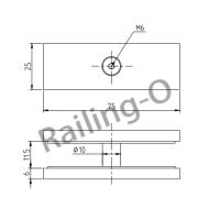 China Glass Clamp 180° Inline Joiner 75mm for 12mm Glass Stainless Steel for sale
