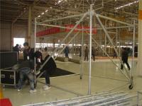 China Steel Tube 50mm Layer Bolt Truss 2x2 m straight frame Lifting Stage With Wheels for sale