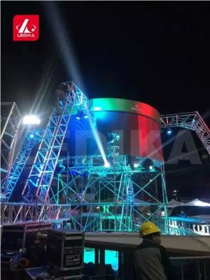 China Red Circle Curved Aluminum Square Truss Revolving Lighting Truss for sale