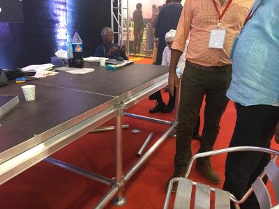 China Red Folding Aluminium Portable Stage Platform With Wheels / Fireproof Carpet for sale
