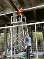 China Concert Engineering Frame Layer Truss Folding Work Ladder With Wheel for sale