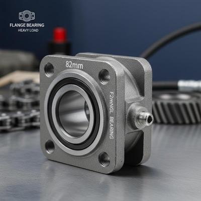 China 82mm Flange Bearing Featuring Pre-lubricated Grease Fitting Varies by Size and Material Suitable for Heavy Load Equipment for sale