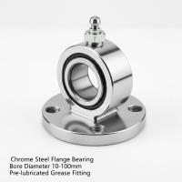 China Chrome Steel Flange Bearing Bore Diameter 10mm to 100mm Pre-lubricated and Featuring Grease Fitting for Heavy Machinery for sale