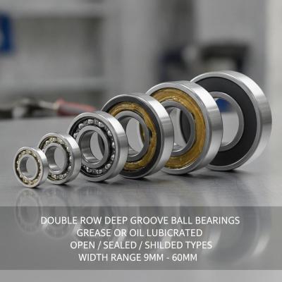 China Grease Or Oil Lubricated Double Row Deep Groove Ball Bearings Offering Open Sealed Shielded Sealingtype and Widthrange 9mm To 60mm for Operation for sale