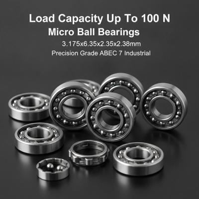 China Load Capacity Up To 100 N Micro Ball Bearings 3.175x6.35x2.38mm Featuring Precision Grade ABEC 7 Perfect for Industrial for sale