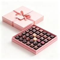 China Pink Gold Bow Triangle Base Lid Sponge Lined Wedding Gift Boxes for Chocolate Treat Candy Guest Gifts for sale
