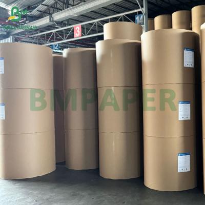 China MG Unbleached Natural Brown Ribbed Kraft Paper 50gsm Reels 800mm Wide Core 76mm for sale