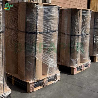 China Brown One Side Glossy Machine-glazed Striped Brown Kraft Paper 80g Reels for sale