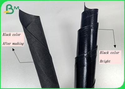 China Width 150cm×110yard Fiber 0.55mm Black Color Washable Kraft Paper For Hand Bags for sale
