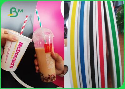 China Biodegradable Black / Blue / Green Striped Straw Paper Rolls for sale