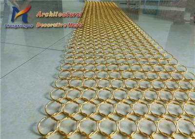 China Golden Yellow Ring Mesh Curtain 1.0mm 25mm Wire Mesh Partition Panels for sale