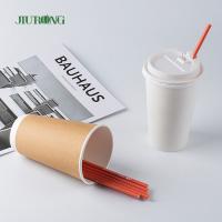 China Disposable Red Chevron Paper Drinking Straw for Boba Tea for sale