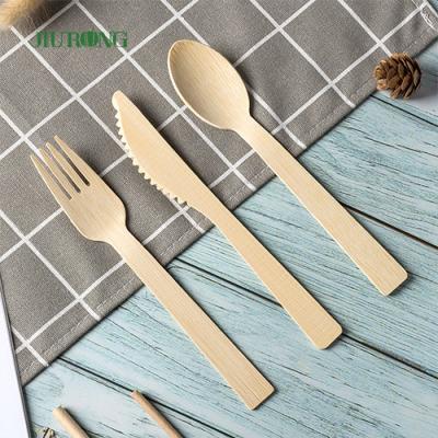 China Dispos Biodegradable Bamboo Tableware Wooden Knife Fork Spoon Flatwar Cutleri Set for sale