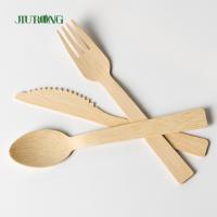 China Dispos Biodegradable Bamboo Tableware Wooden Knife Fork Spoon Flatwar Cutleri Set for sale
