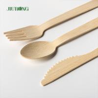 China Dispos Biodegradable Bamboo Tableware Wooden Knife Fork Spoon Flatwar Cutleri Set for sale