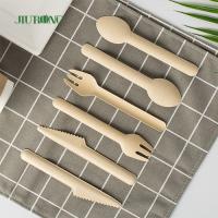 China Custom Biodegradable Sugarcane Bagasse Cutlery Set Knife Fork Spoon 95mm for sale