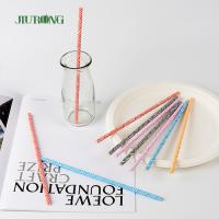 China Colorful Disposable Biodegradable Paper Drinking Straw Striped Pattern Food Grade for sale