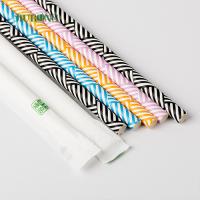 China Colorful Disposable Biodegradable Paper Drinking Straw Striped Pattern Food Grade for sale