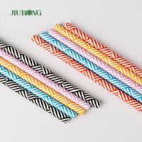 China Colorful Disposable Biodegradable Paper Drinking Straw Striped Pattern Food Grade for sale
