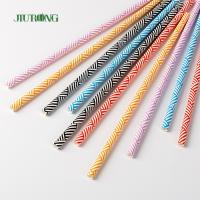 China Colorful Disposable Biodegradable Paper Drinking Straw Striped Pattern Food Grade for sale