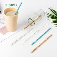 China LFGB Disposable Paper Straw White Blue Striped Food Grade 200mm Party for sale