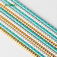 China LFGB Disposable Paper Straw White Blue Striped Food Grade 200mm Party for sale