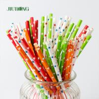 China FDA Dot Printing Stripe Paper Straw 10000pcs Custom Size for Takeaway Food Services for sale