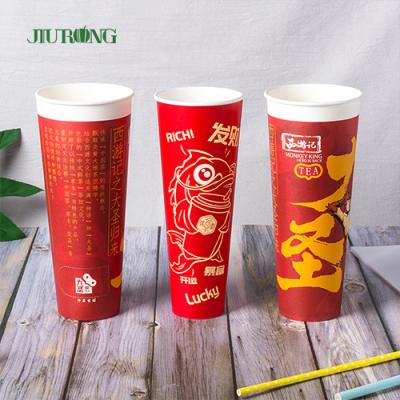 China Custom Biodegradable Paper Cups 500ml Water Based Flexo Printing for sale