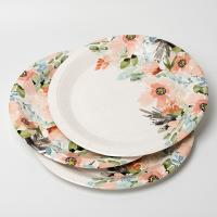 China Disposable Flower Design Paper Plates 7 inch Valentine Day Party Supplies Eco Friendly for sale