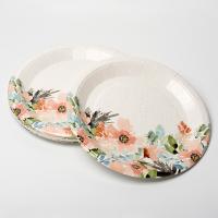 China Disposable Flower Design Paper Plates 7 inch Valentine Day Party Supplies Eco Friendly for sale