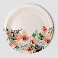 China Disposable Flower Design Paper Plates 7 inch Valentine Day Party Supplies Eco Friendly for sale